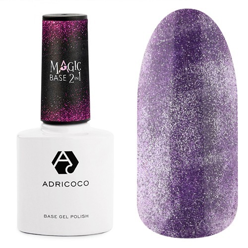 AdriCoco, Magic Base 2in1 - Светоотражающая цветная база кошачий глаз №06 (8 мл) — купить базу в ...