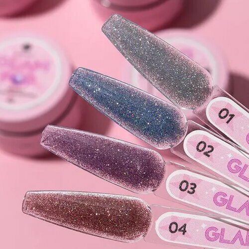 ADRICOCO, Жесткий светоотражающий гель для наращивания - Glam Pop №4 игристая сангрия (15 мл ...